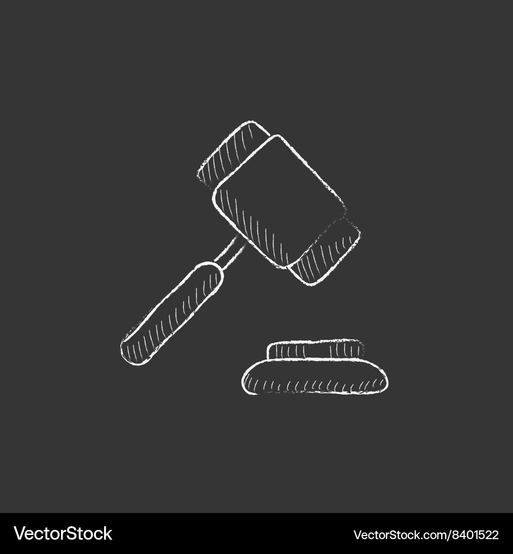 Auction gavel drawn in chalk icon Royalty Free Vector Image