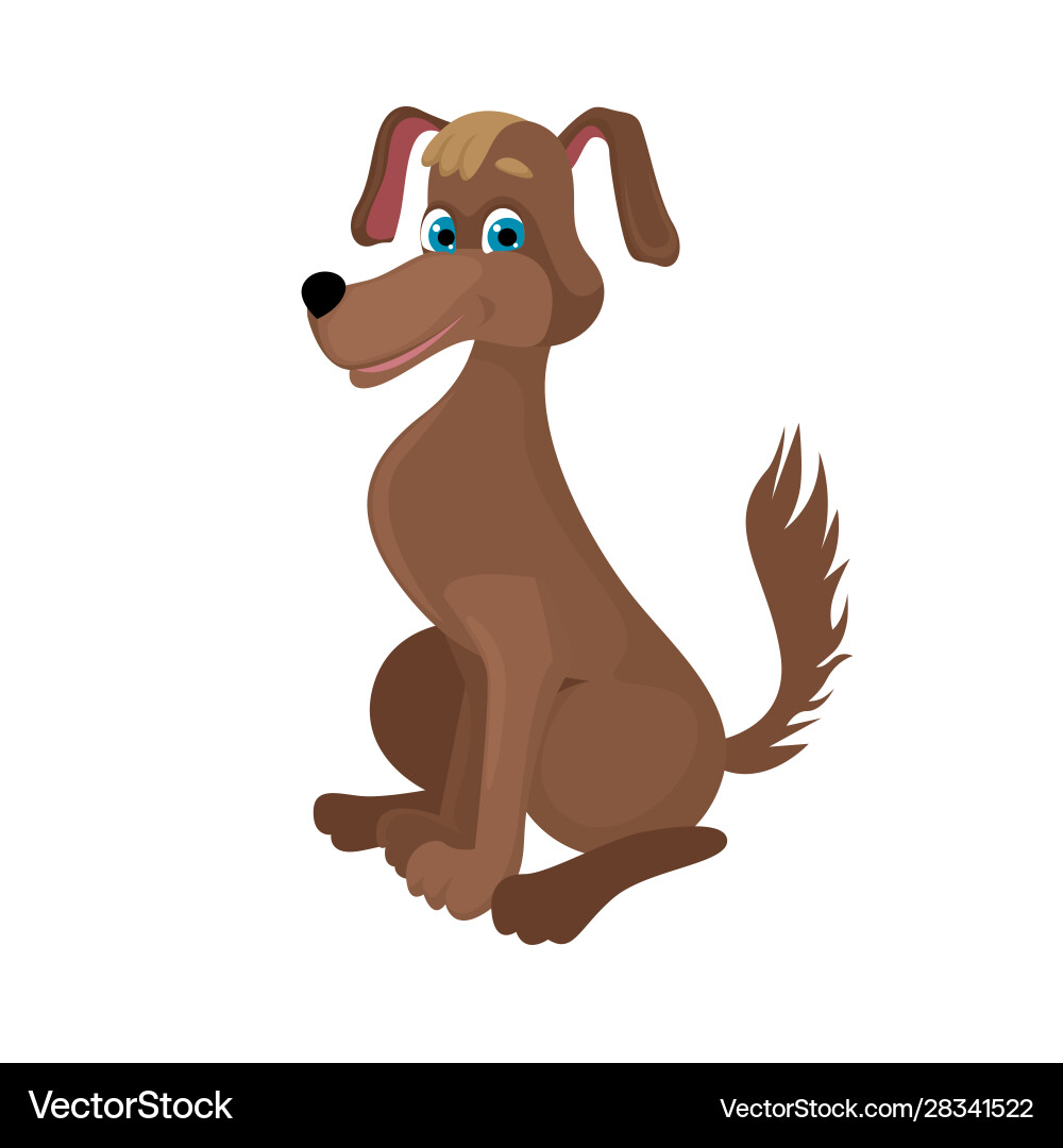 Character dog cartoon mongrel brown wool long Vector Image
