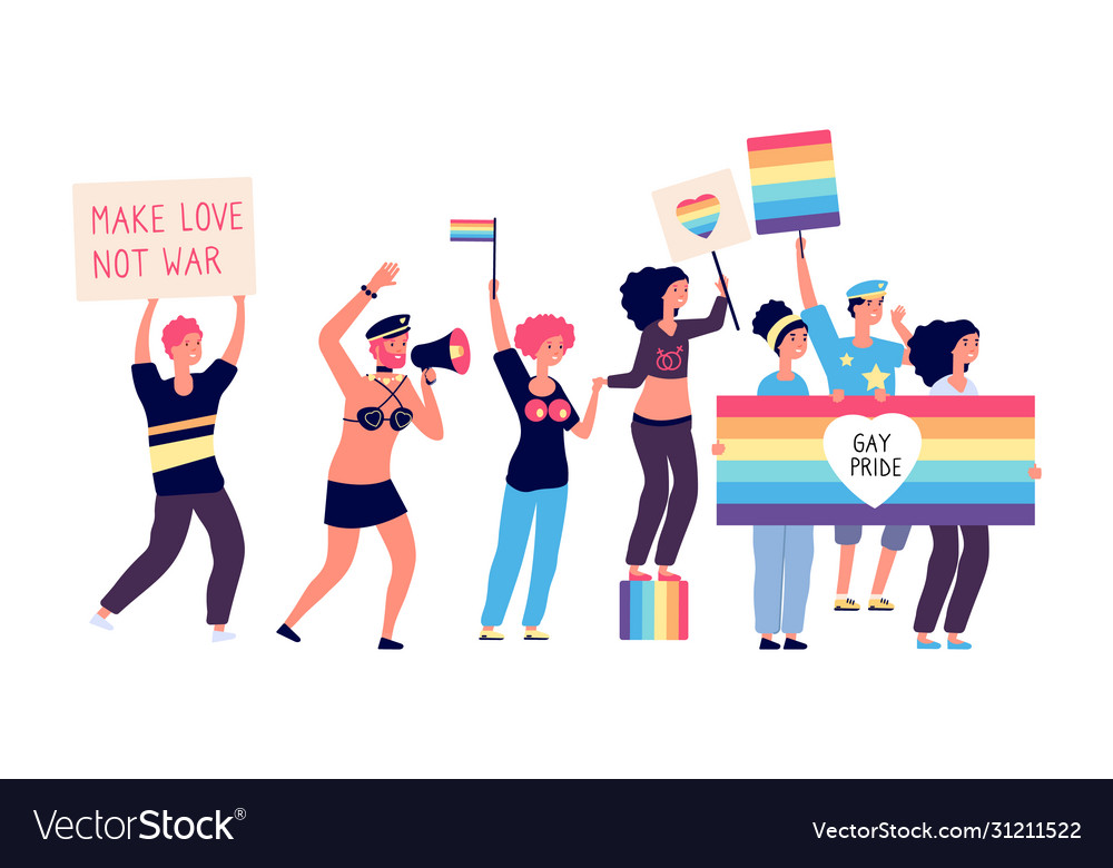 Gay parade isolated lgbt people pride happy Vector Image