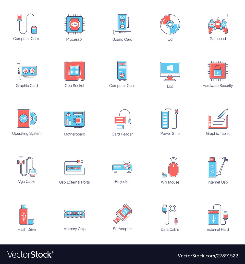 Hardware tools flat icons pack Royalty Free Vector Image