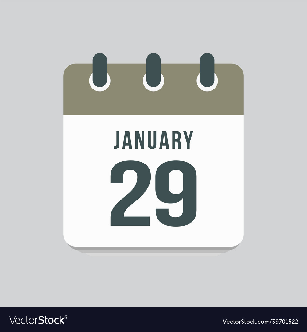 Icon day date 29 january template calendar page Vector Image