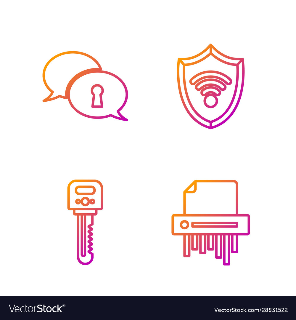 Set line paper shredder confidential key Vector Image Set line paper shredder confidential key Vector Image
