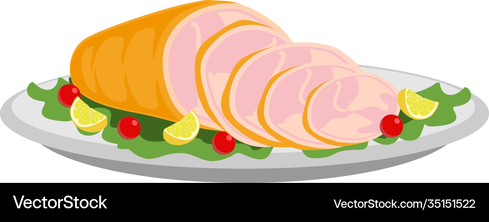 Smoked ham isolated delicious sliced ham Vector Image