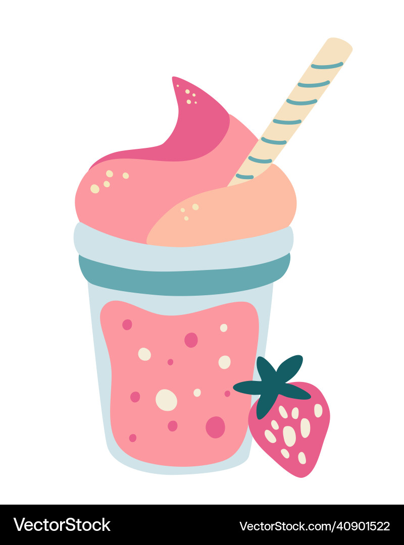 Strawberry cocktail fresh smoothie Royalty Free Vector Image