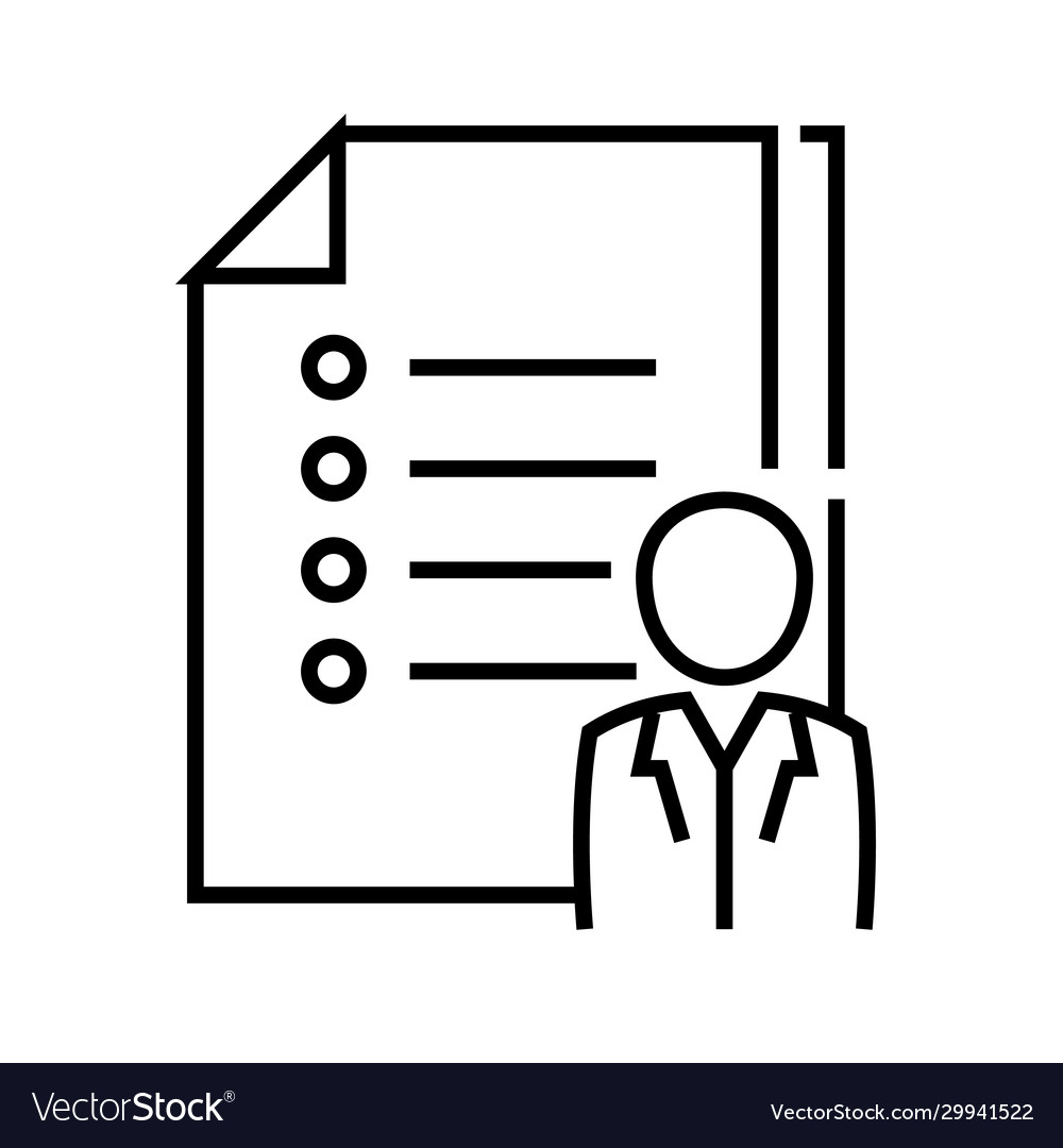 Teacher test line icon concept sign outline Vector Image