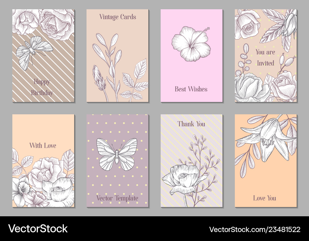 Vintage floral cards Royalty Free Vector Image
