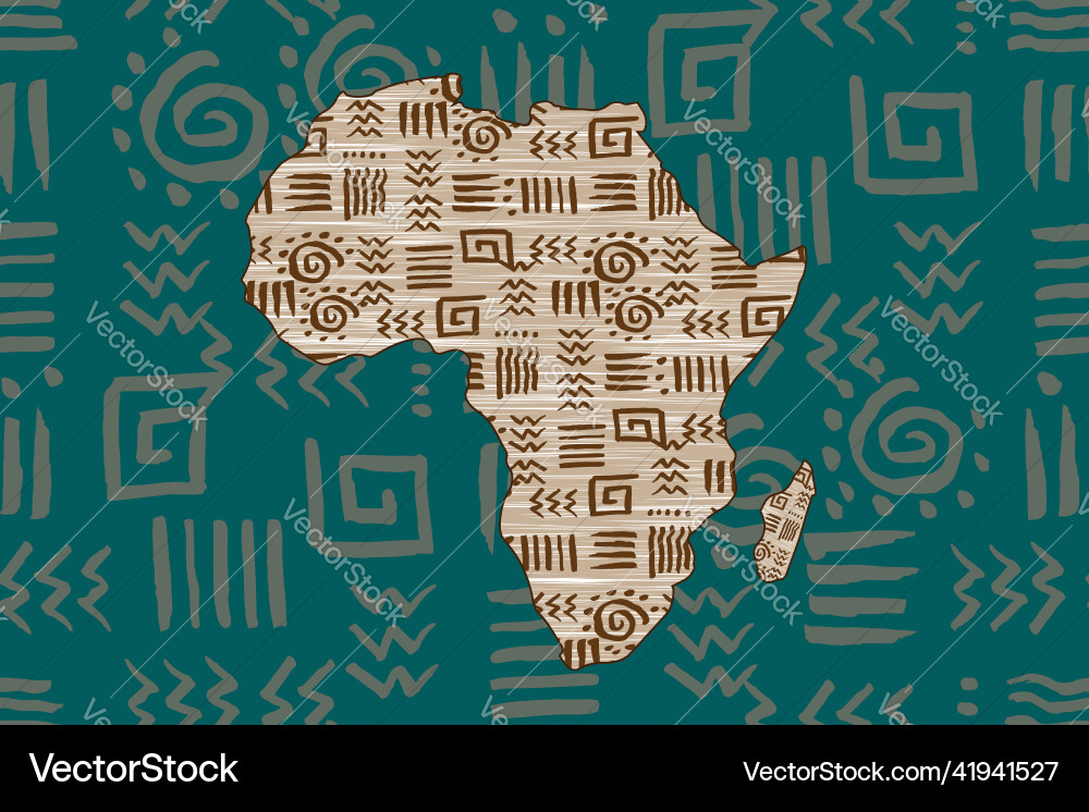 Africa patterned map and frame ethnic motifs afro Vector Image