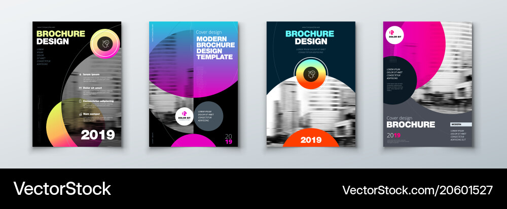 Bright circle brochure cover design set template Vector Image