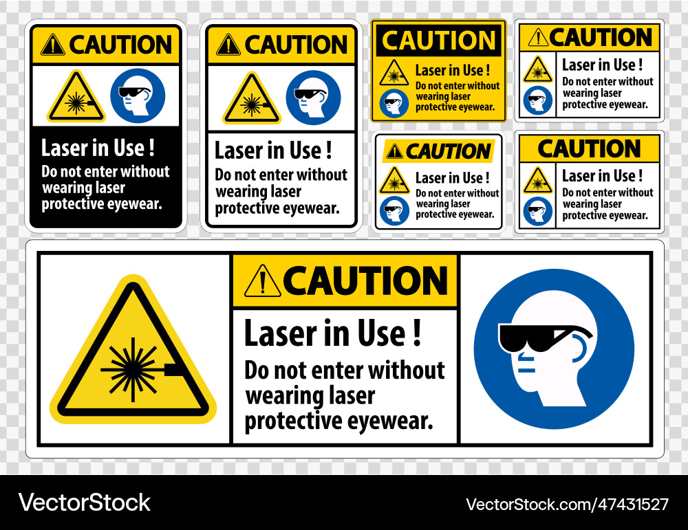Caution ppe safety labellaser in use do not enter Vector Image