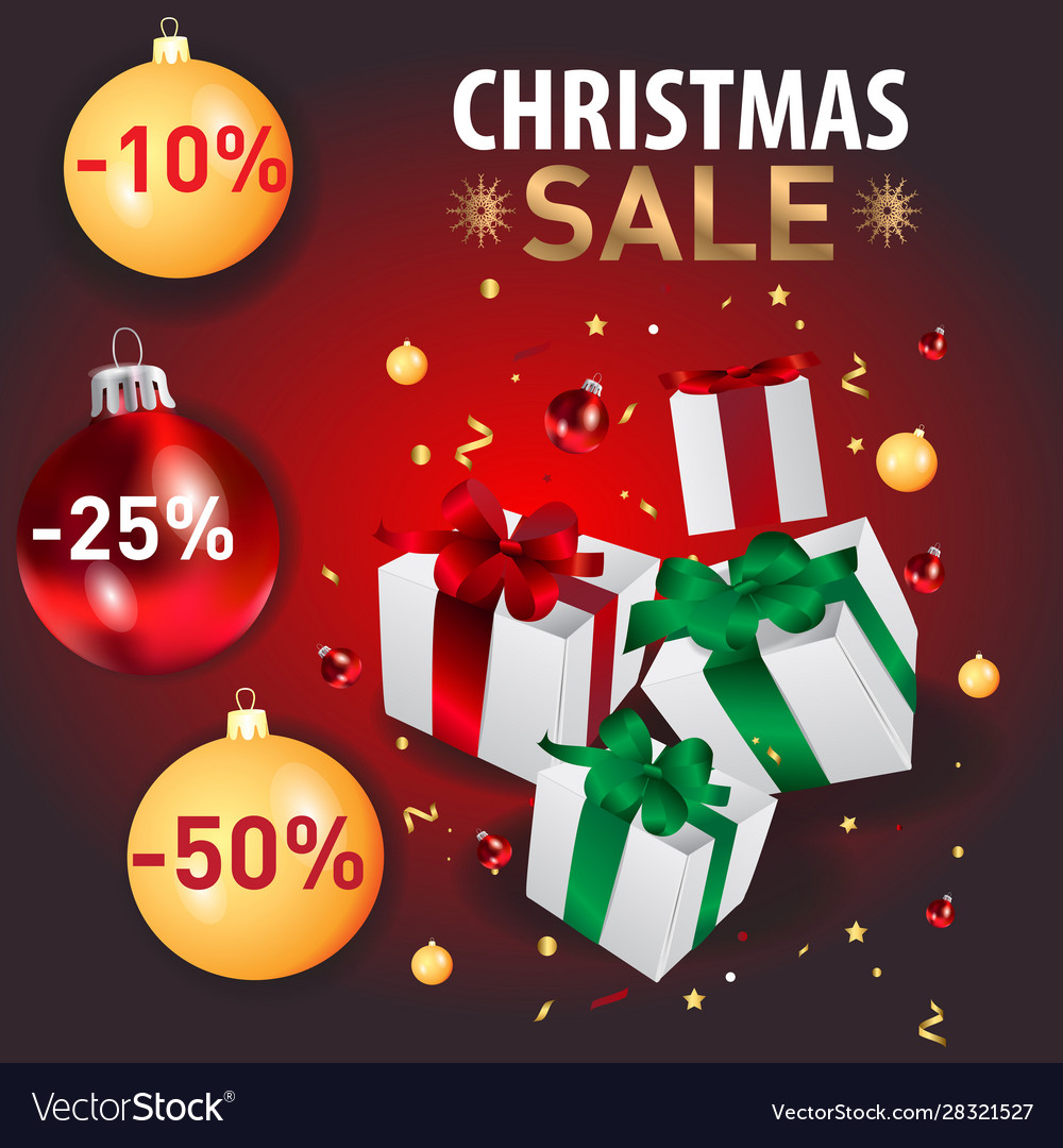 Christmas card with sale and discounts Royalty Free Vector