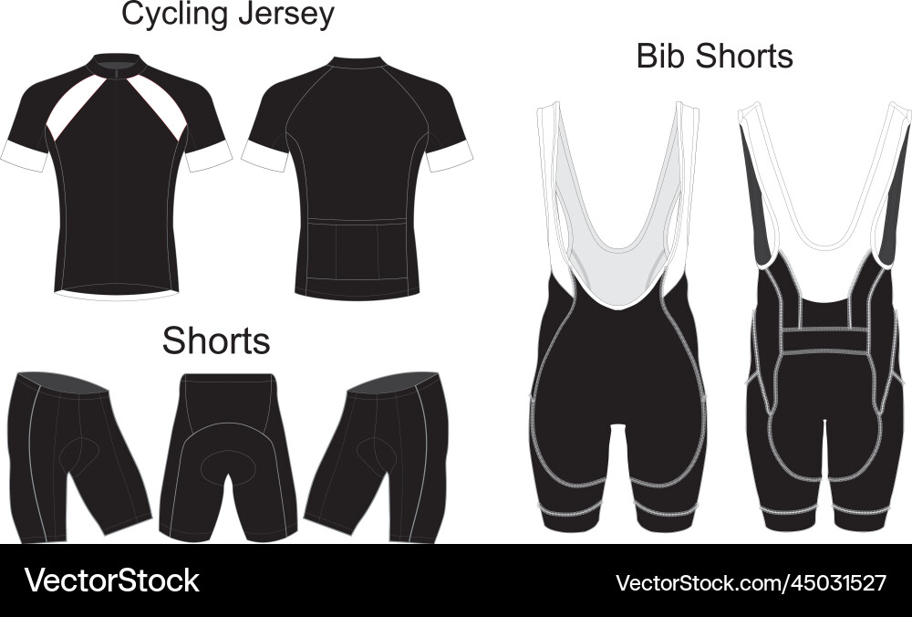 Cycling uniforms bib shorts Royalty Free Vector Image
