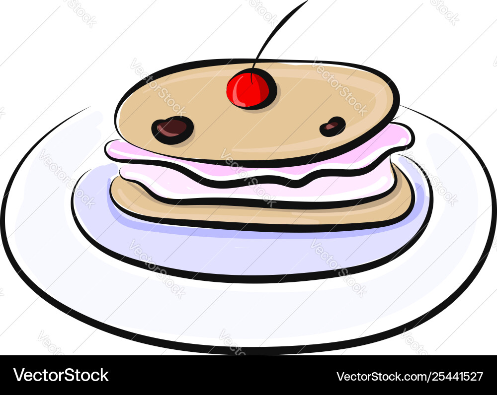 Drawing a small cake on plate or color Royalty Free Vector