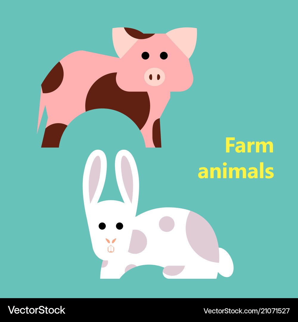 Farm animals pig and rabbit Royalty Free Vector Image