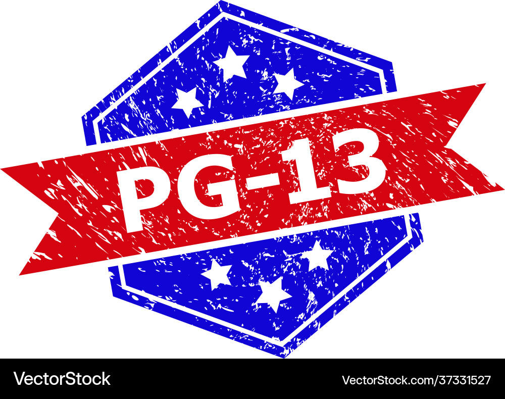 Hexagon bicolor pg-13 rubber stamp with rubber Vector Image