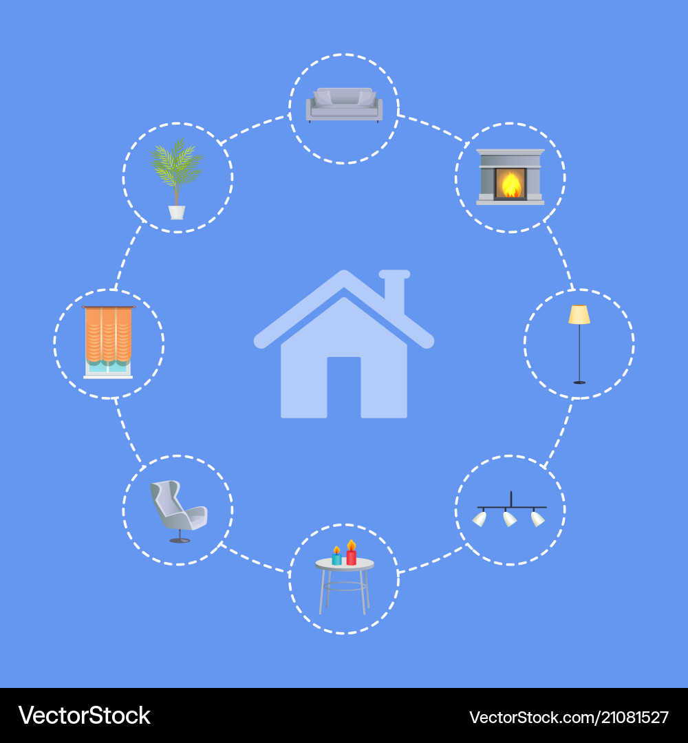 Interior poster home and icons Royalty Free Vector Image