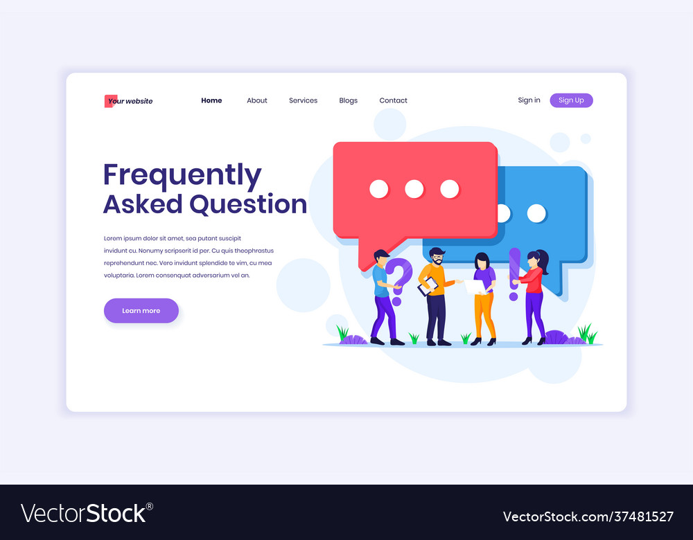 Landing page design concept frequently asked Vector Image Landing page design concept frequently asked Vector Image