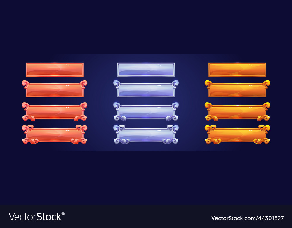 Medieval Game Menu Frames Ui Elements Buttons Vector Image