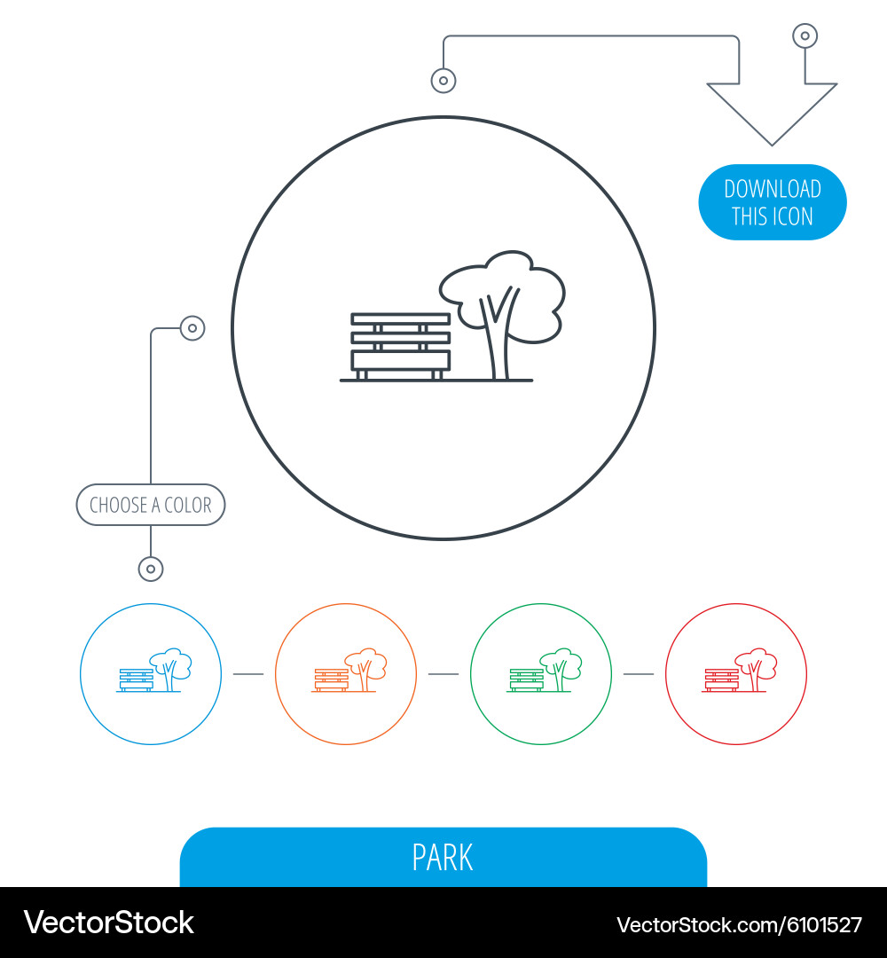 Public park icon Tree with bench sign Royalty Free Vector