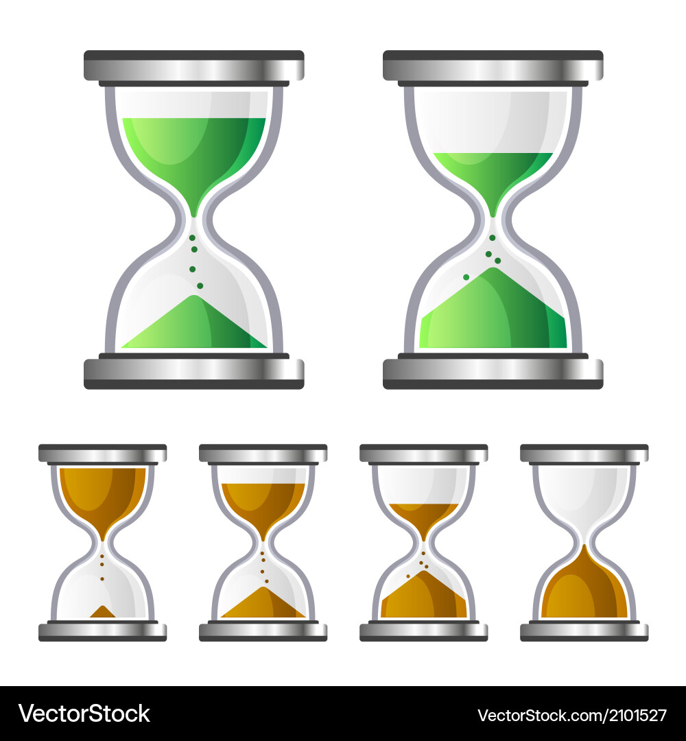 Sand Clock Glass Timer Icons on White Background Vector Image