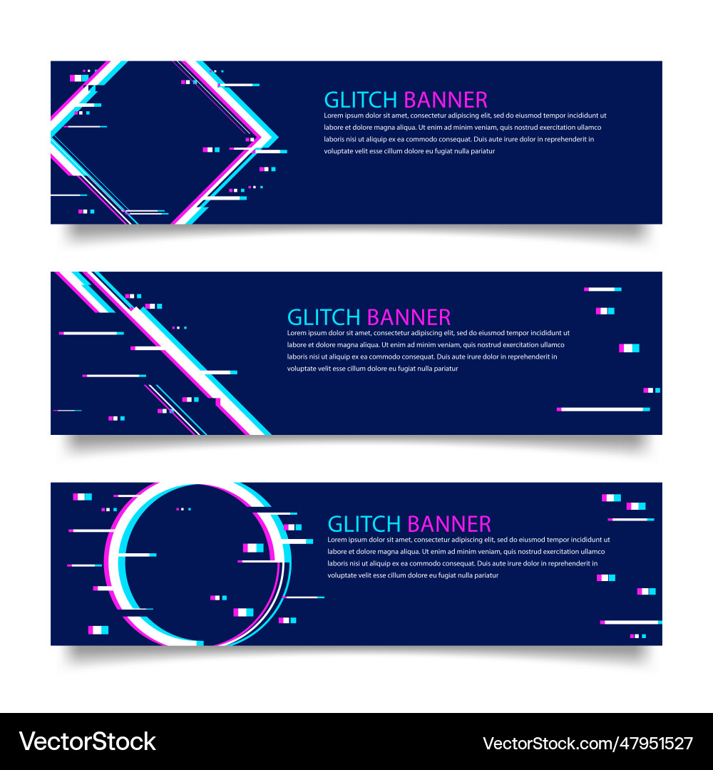 Set of glitch banners Royalty Free Vector Image