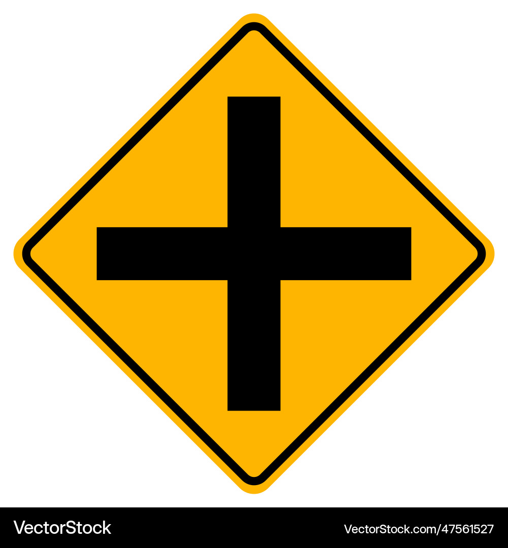 Warning signs crossroads on white background Vector Image