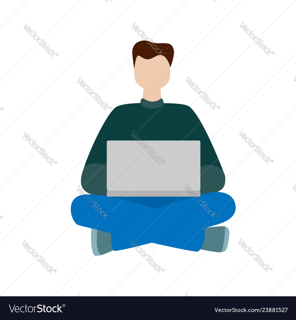 Working man sitting with a computer social Vector Image