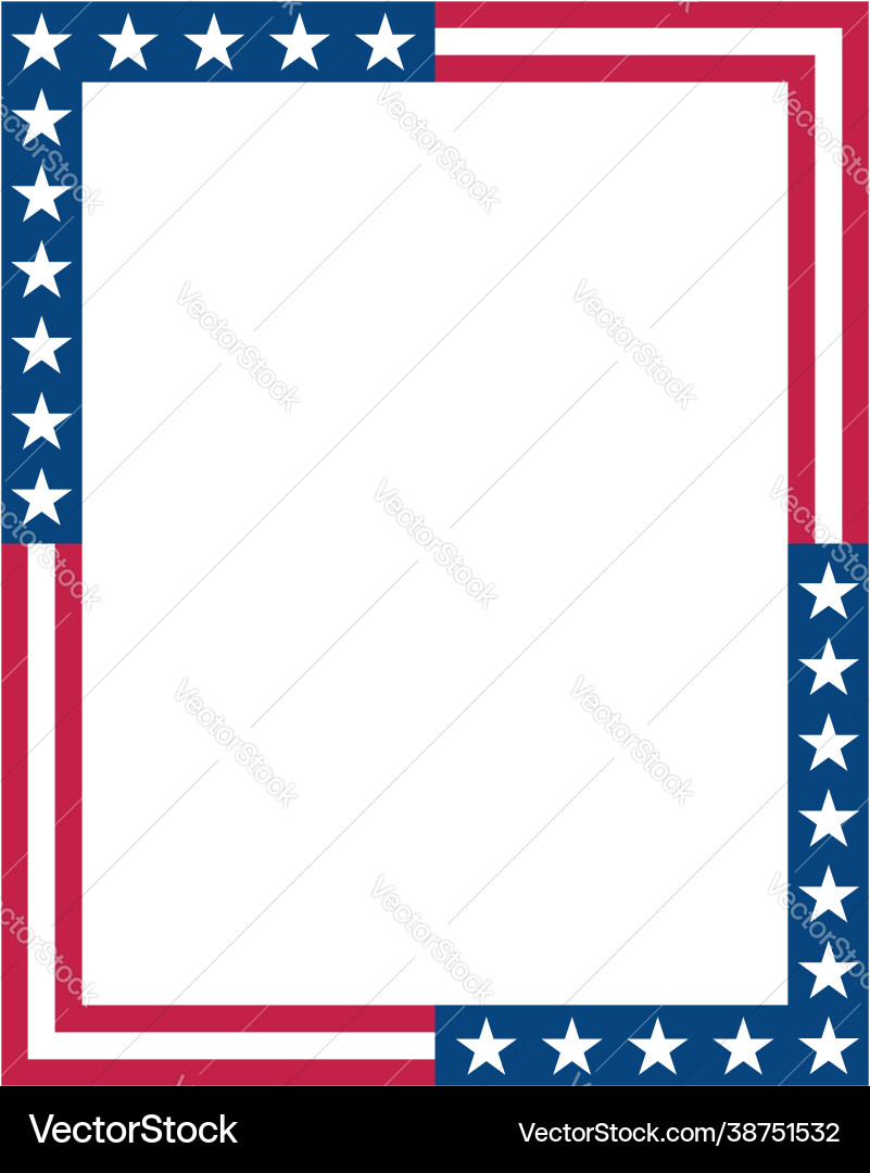 American flag symbols decorative frame border Vector Image