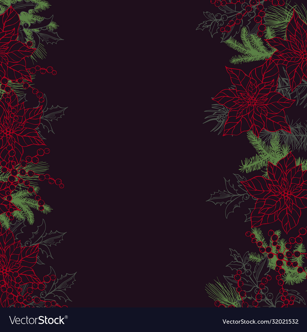 Background with hand drawn christmas plants Vector Image Background with hand drawn christmas plants Vector Image