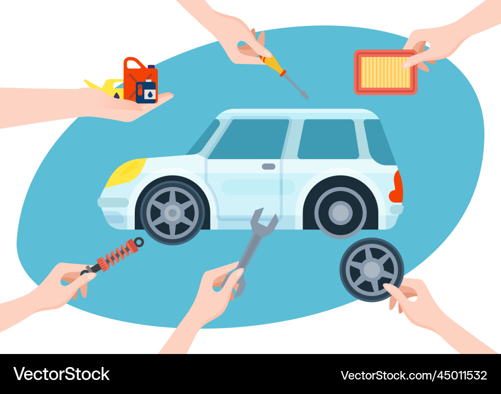 Car service hand hold equipment Royalty Free Vector Image