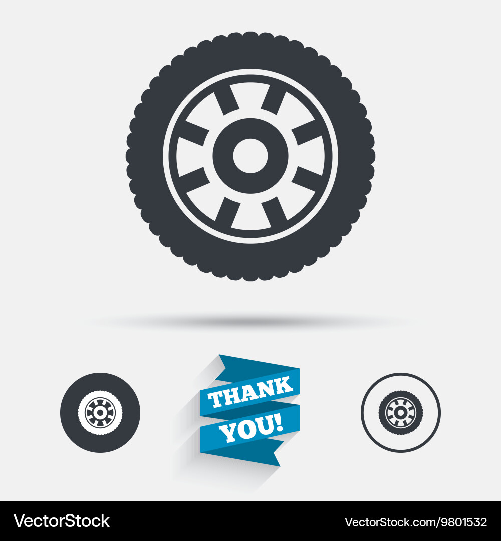 Car wheel sign icon circular transport component Vector Image