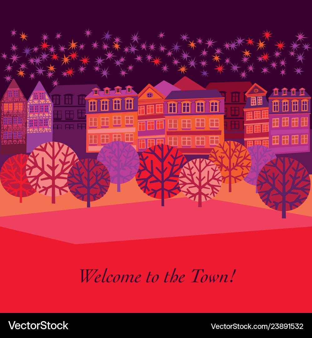 Cityscape hand drawn greeting card template Vector Image