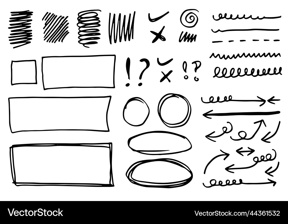 Doodle lines and curveshand drawn check arrows Vector Image