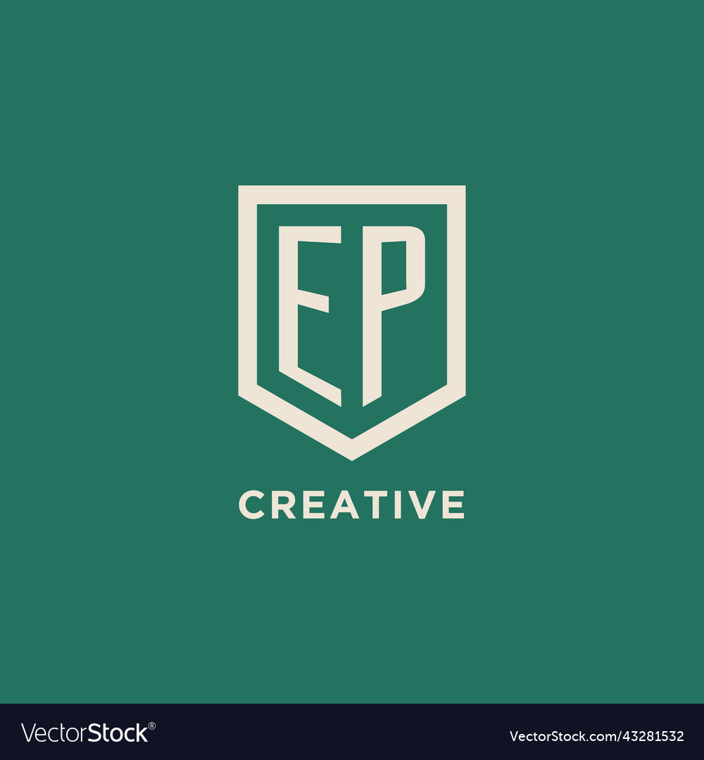 Ep initial logo monogram shield geometric shape Vector Image