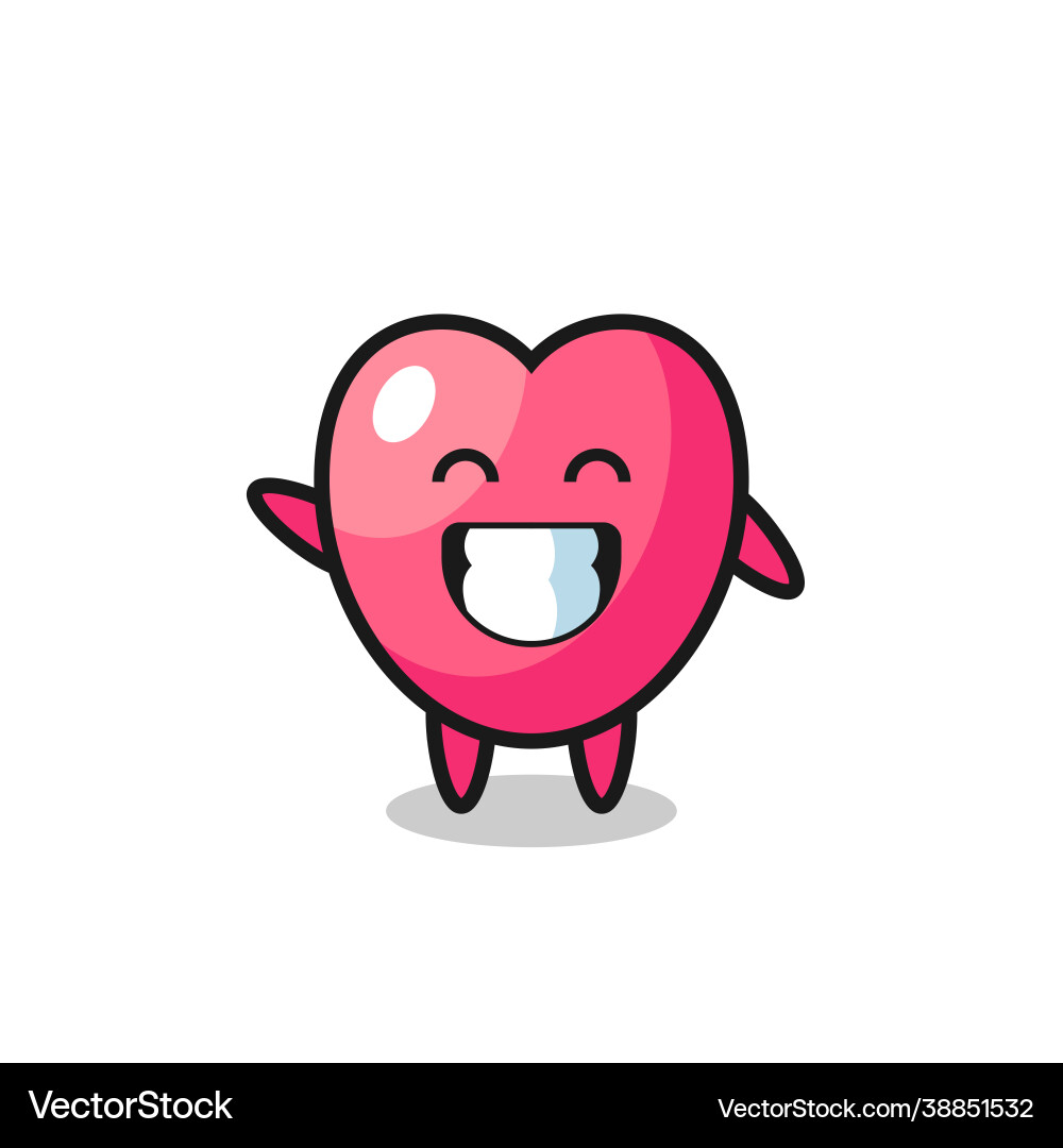 Heart symbol cartoon character doing wave hand Vector Image