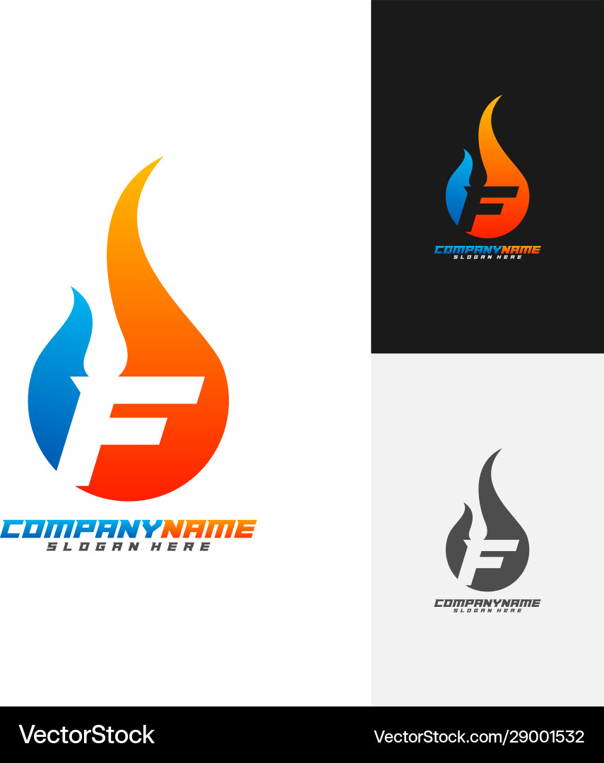 Letter f fire logo design template flames Vector Image
