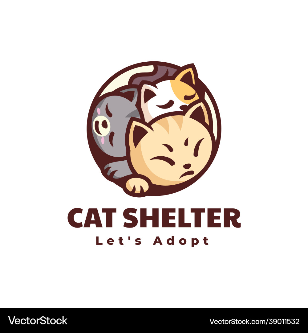 Logo cat shelter simple mascot style Royalty Free Vector