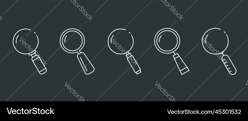 Magnifying glass line icons Royalty Free Vector Image