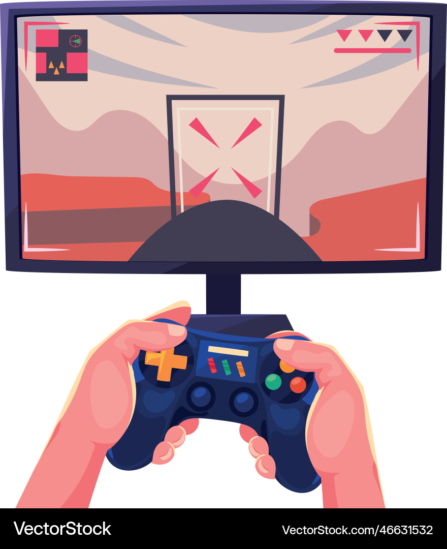 Modern hand holding joystick for video games Vector Image