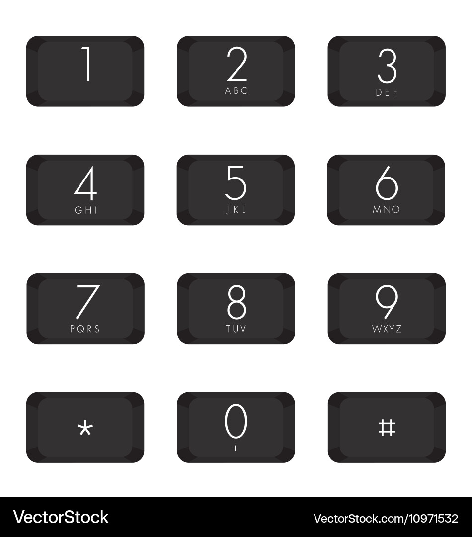 Numeric keypad of black color design on white Vector Image
