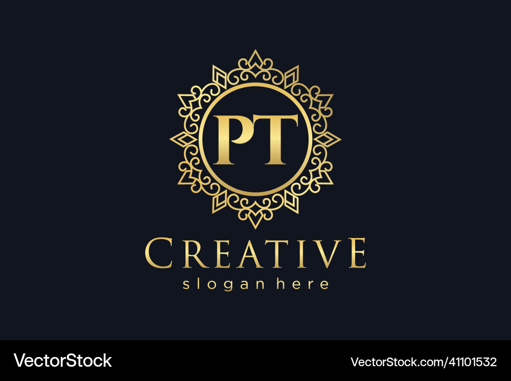 Pt initial letter luxury calligraphic feminine Vector Image