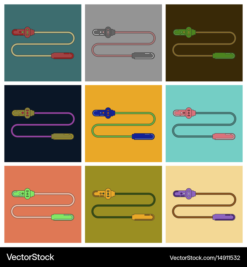 Set icons in flat design jump rope Royalty Free Vector Image