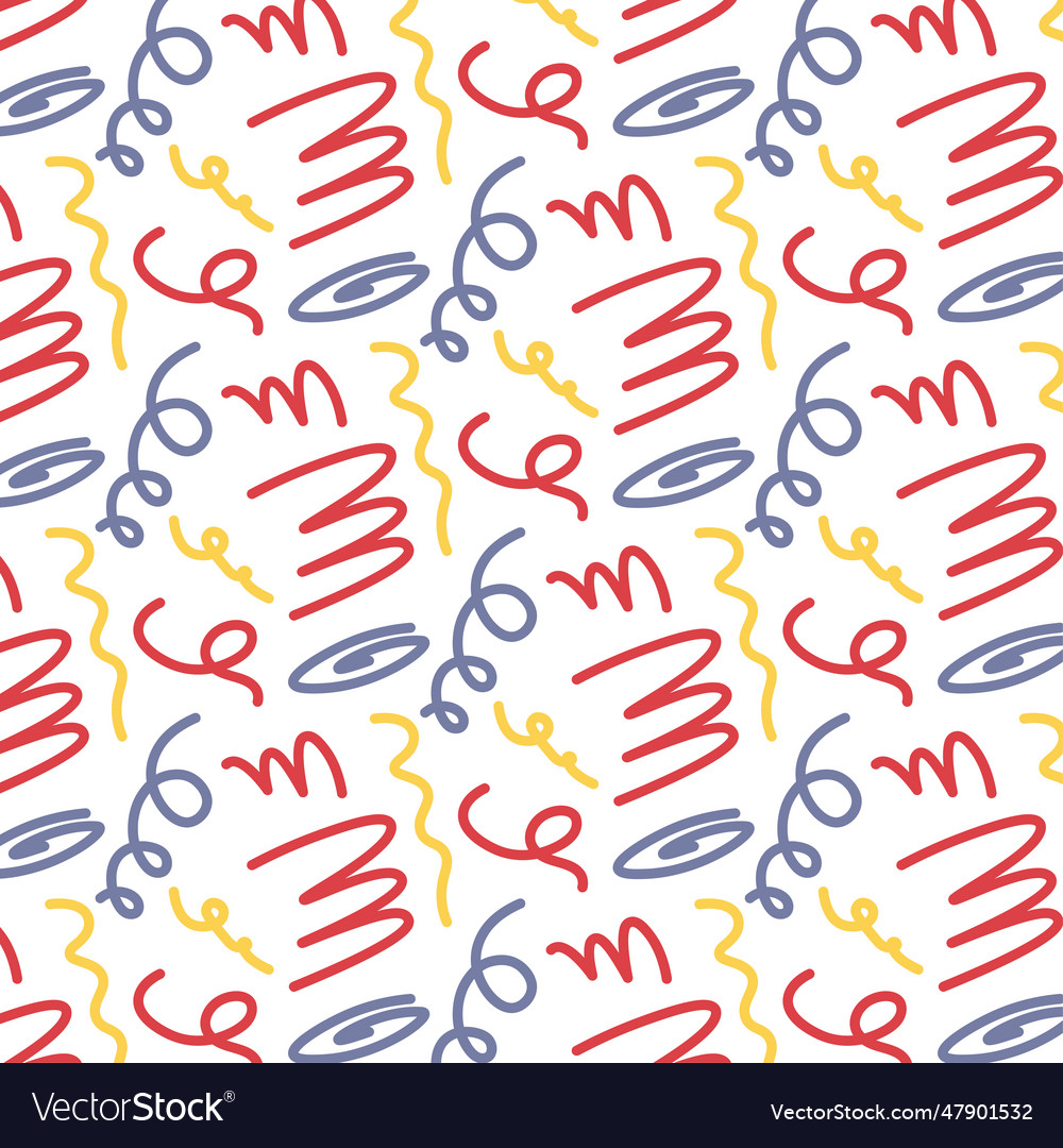 Squiggle pattern doodle seamless background Vector Image