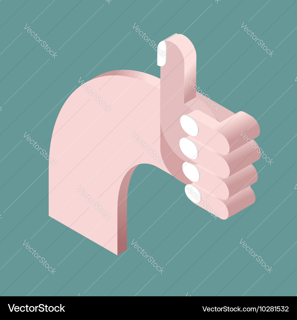 Thumb up isometrics hand 3d showing ok good Vector Image