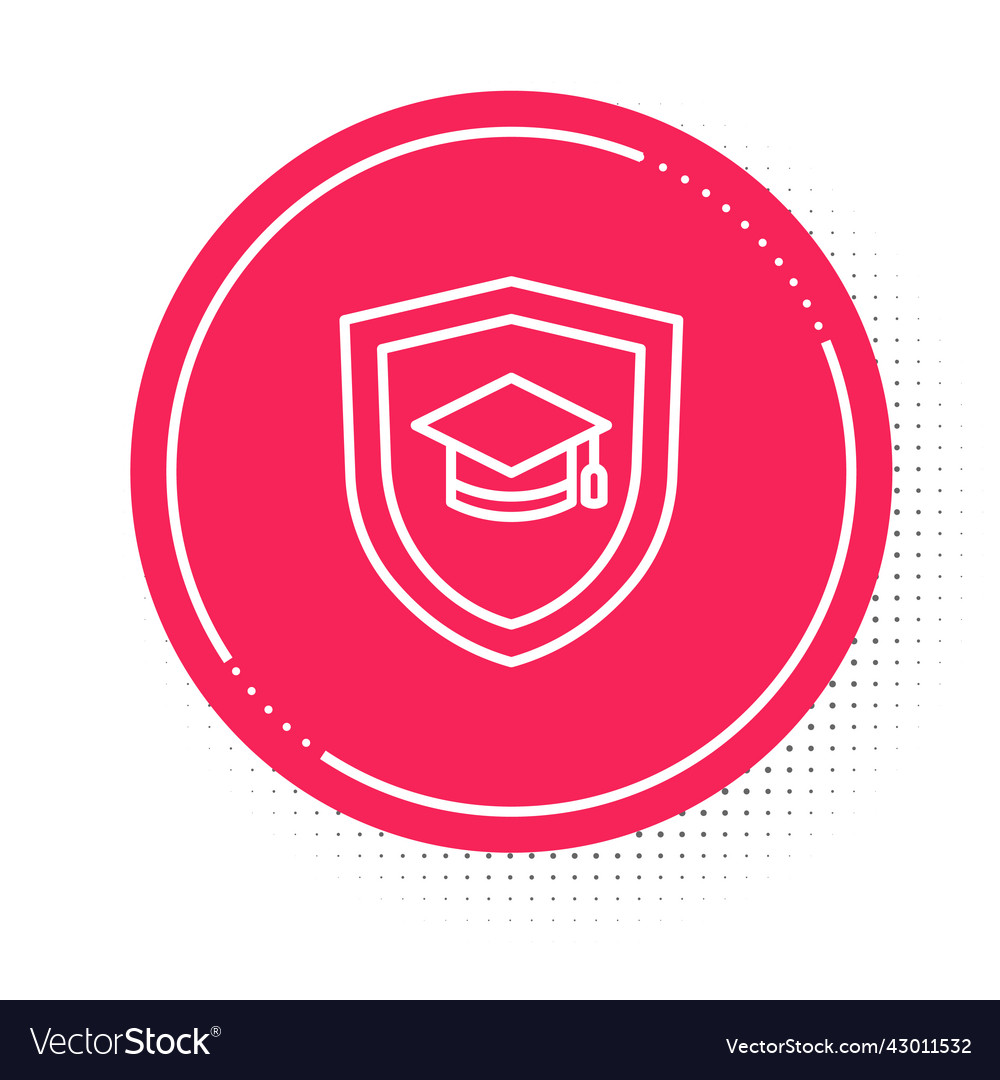 White line graduation cap with shield icon Vector Image