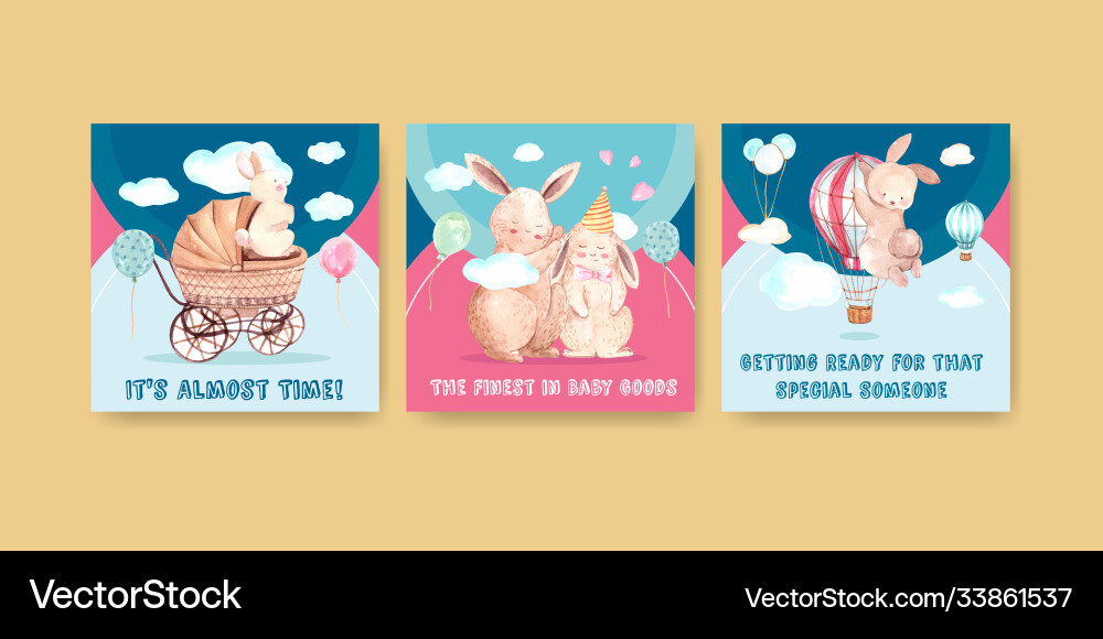 Ads template with baby shower design concept Vector Image