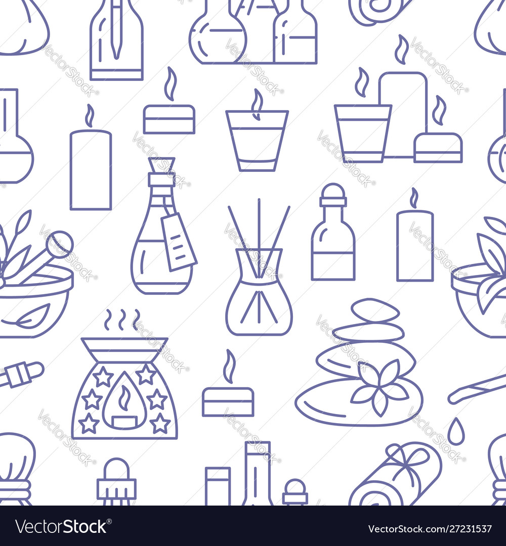 Aromatherapy seamless pattern with flat Royalty Free Vector
