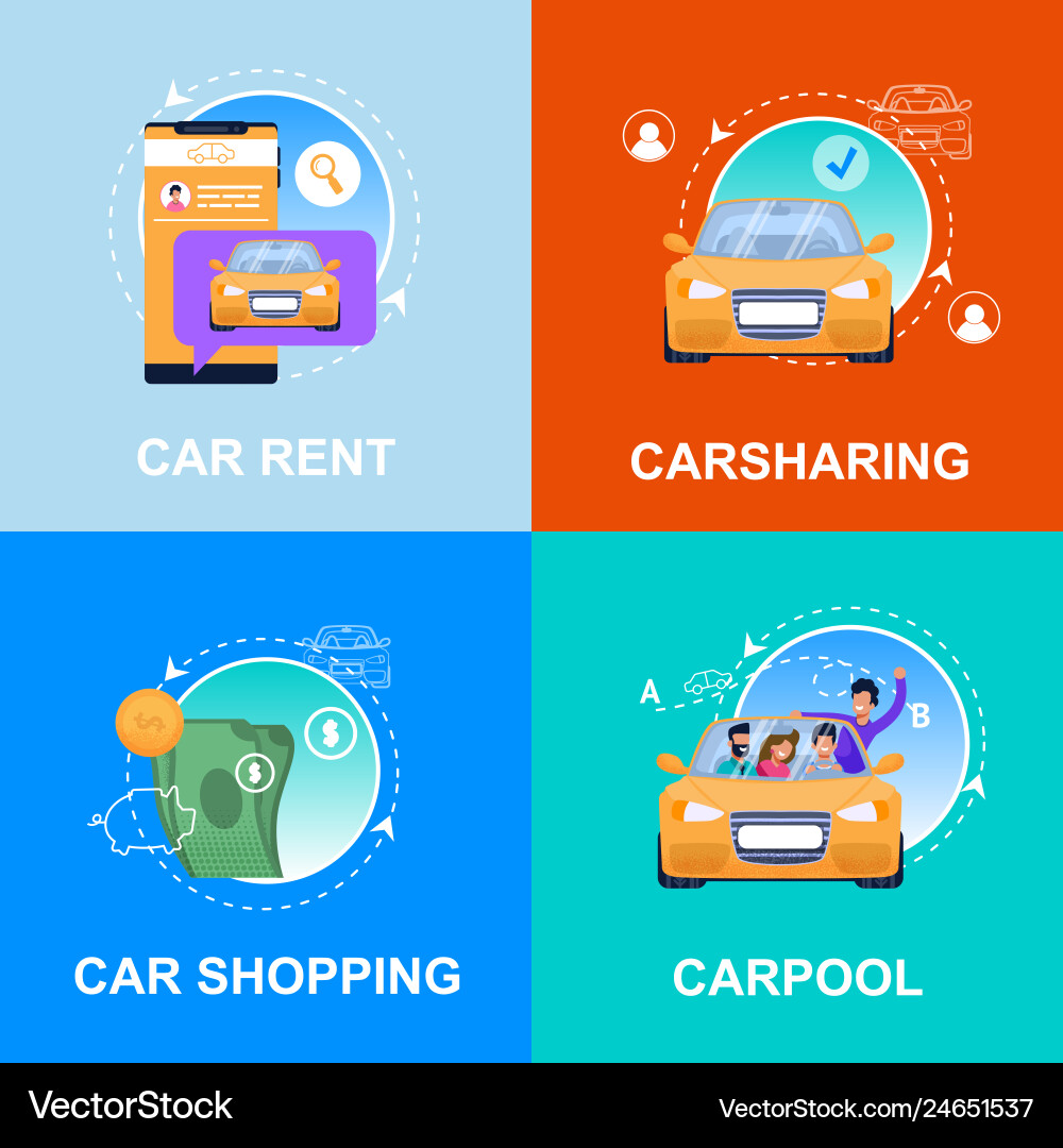 Car shopping rent carpool carsharing service Vector Image