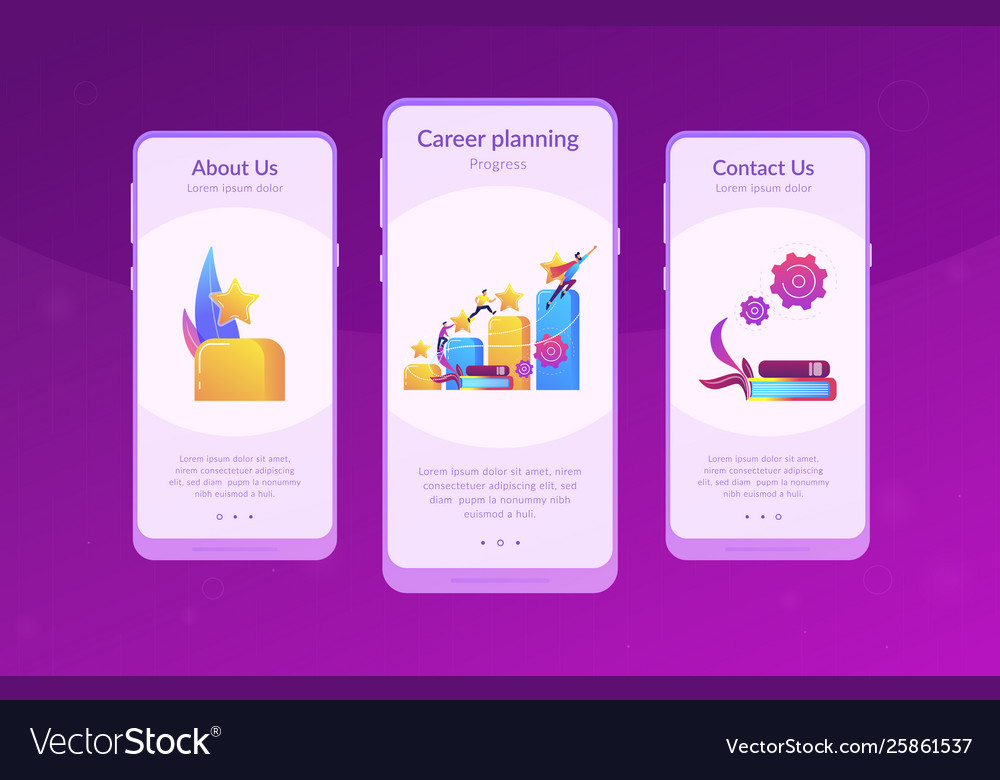 Career development app interface template Vector Image Career development app interface template Vector Image