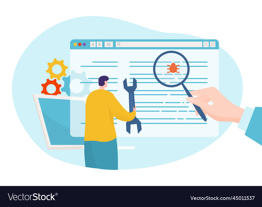 Code review at screen technology Royalty Free Vector Image