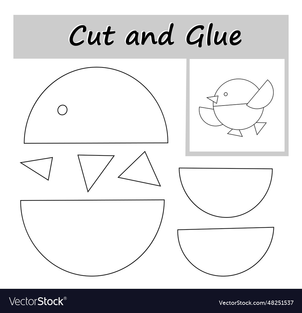 Color cut parts of the image and glue on paper Vector Image